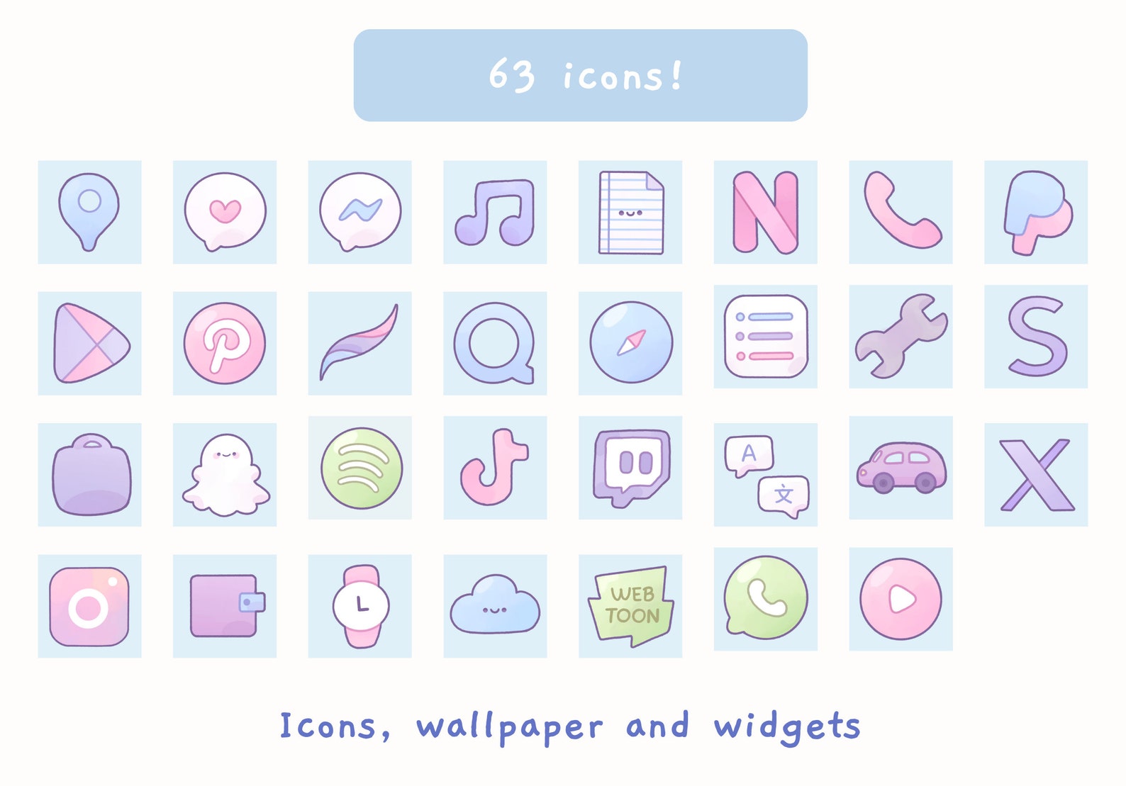 Love Letter Icon Pack Phone Theme Cute Wallpapers Ios & Android - Etsy