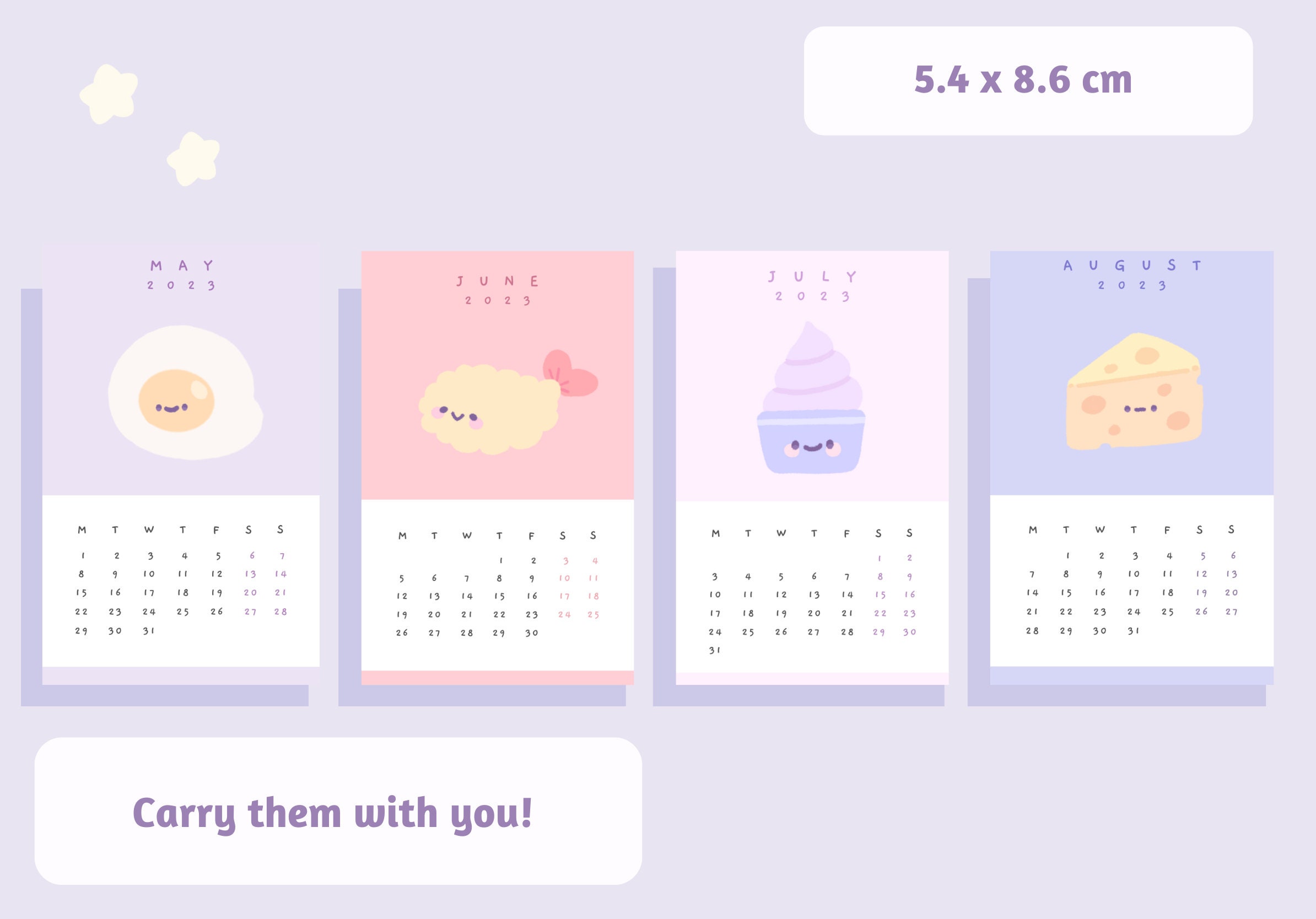 Mini Calendar 2023 Polaroid Size Cute Calendar Instant Download - Etsy