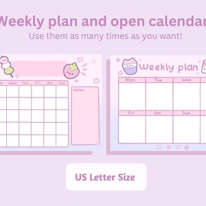 Cute Digital Strawberry Set | Open Calendar | Weekly Planner | Memo ...