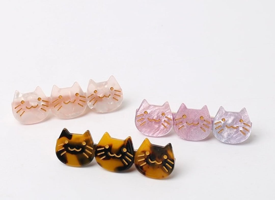 Cat Hair Clips A Set of 3 Clips Bright Colors Rainbow Hair Claws Cute ...