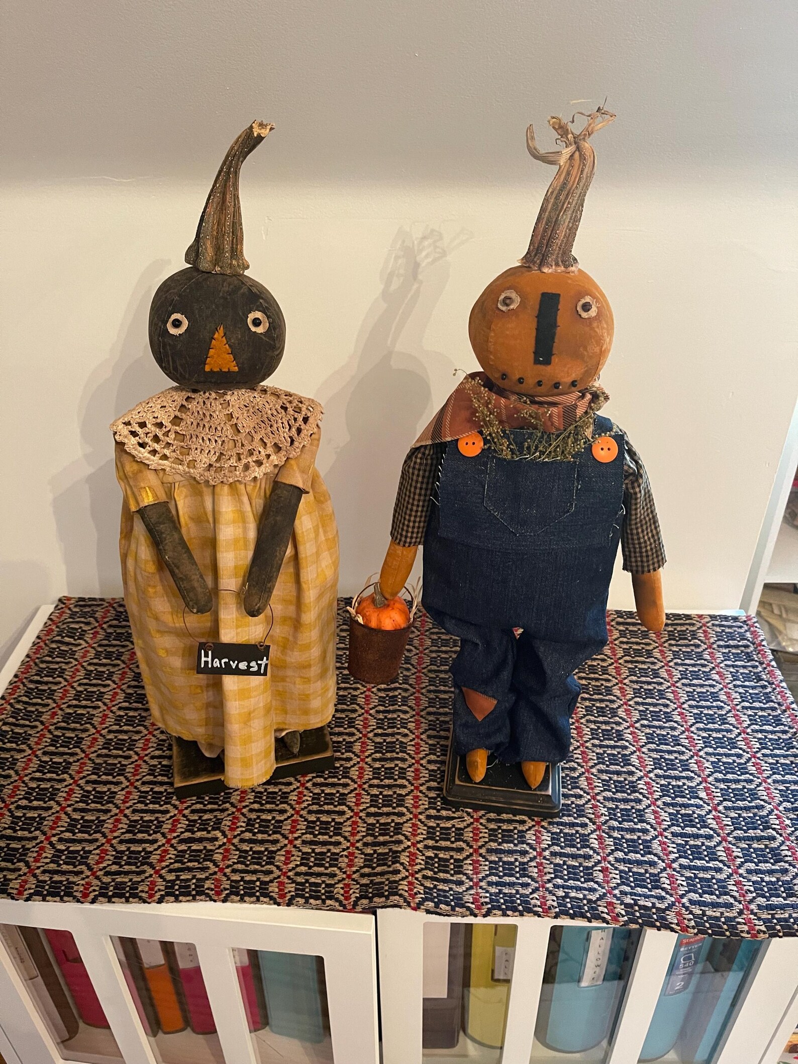 Hector and Priscilla Primitive Pumpkin Dolls, Primitive Pumpkin Girl ...