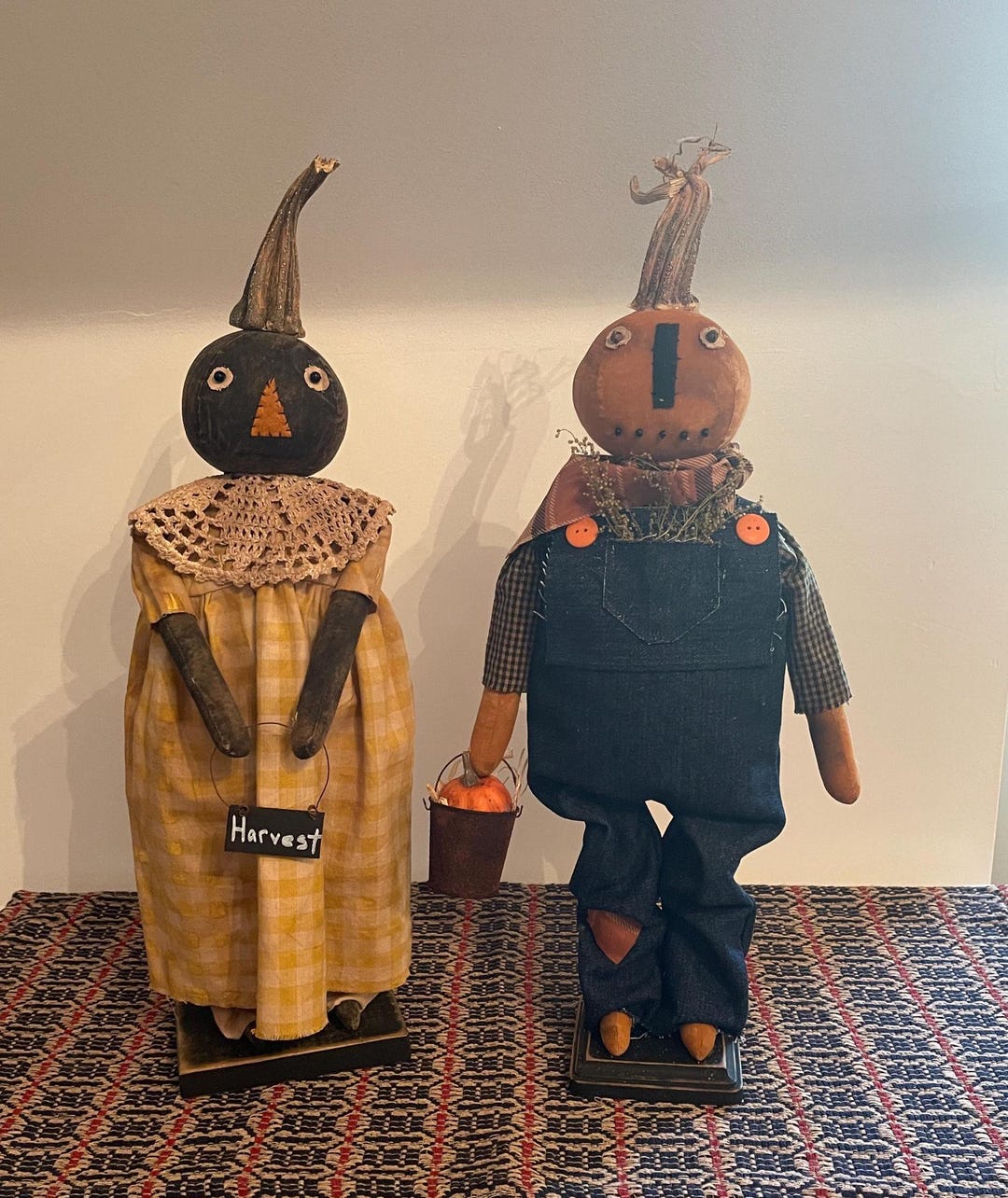Hector and Priscilla Primitive Pumpkin Dolls, Primitive Pumpkin Girl ...