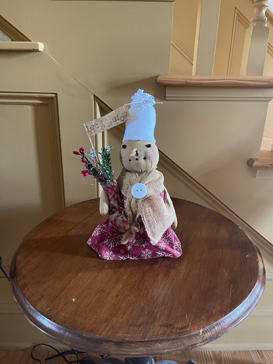 Primitive Snow Girl Stump Doll, Winter Snow Girl, Let It Snow Snow Girl ...