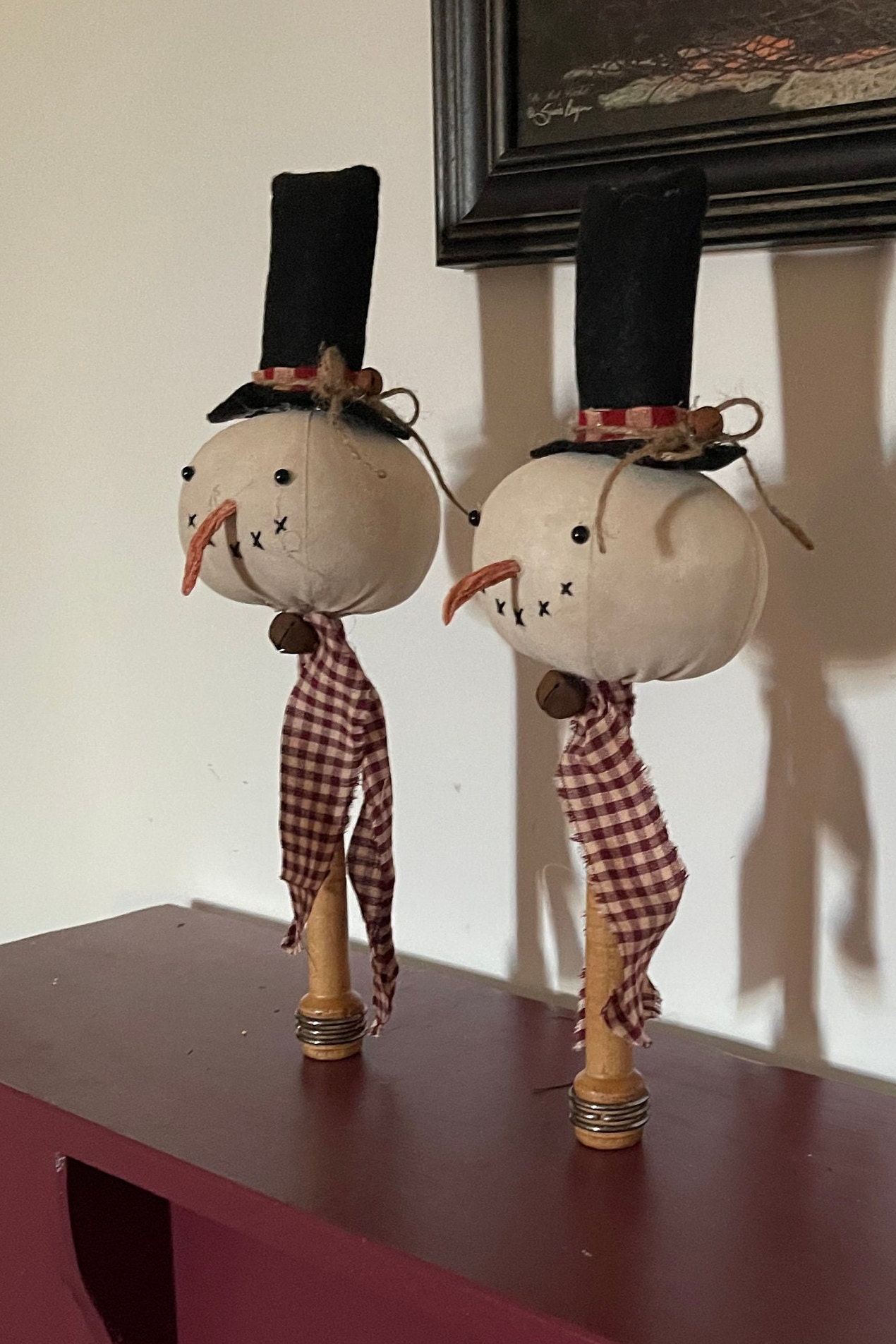 Bobbin Head Snowman Primitive Snowman Primitive Snowman Head - Etsy