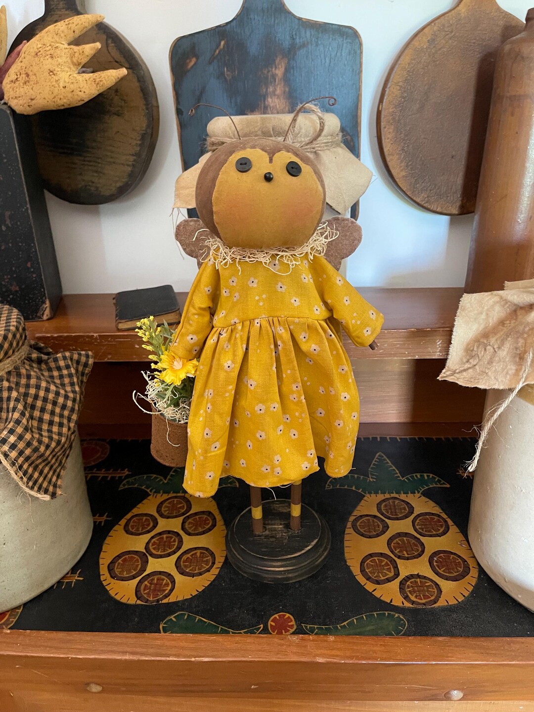 Primitive Bumble Bee Doll W/bucket, Bumble Bee Doll - Etsy