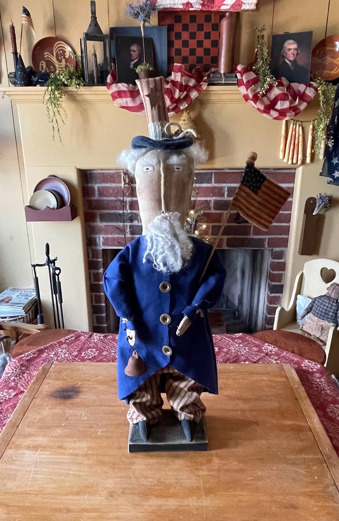 Primitive Standing Uncle Sam, Primitive Uncle Sam Doll - Etsy