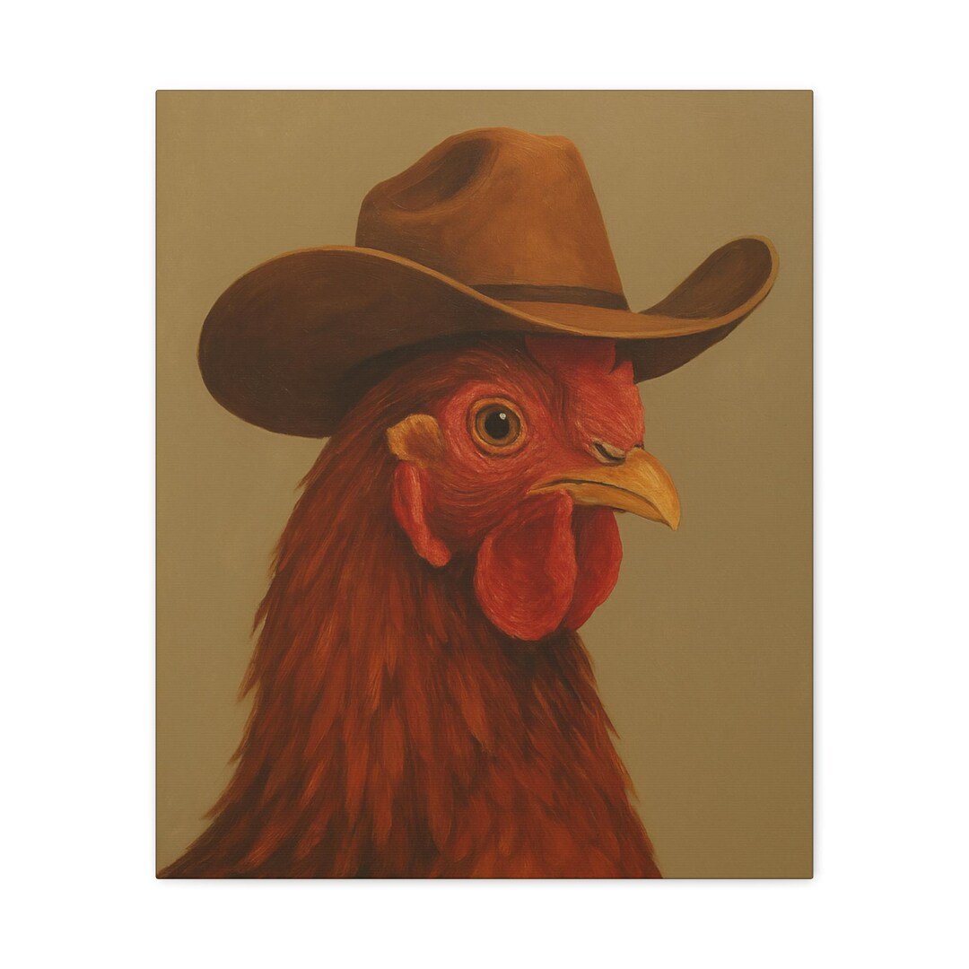 Rooster in Cowboy Hat Matte Canvas - Etsy