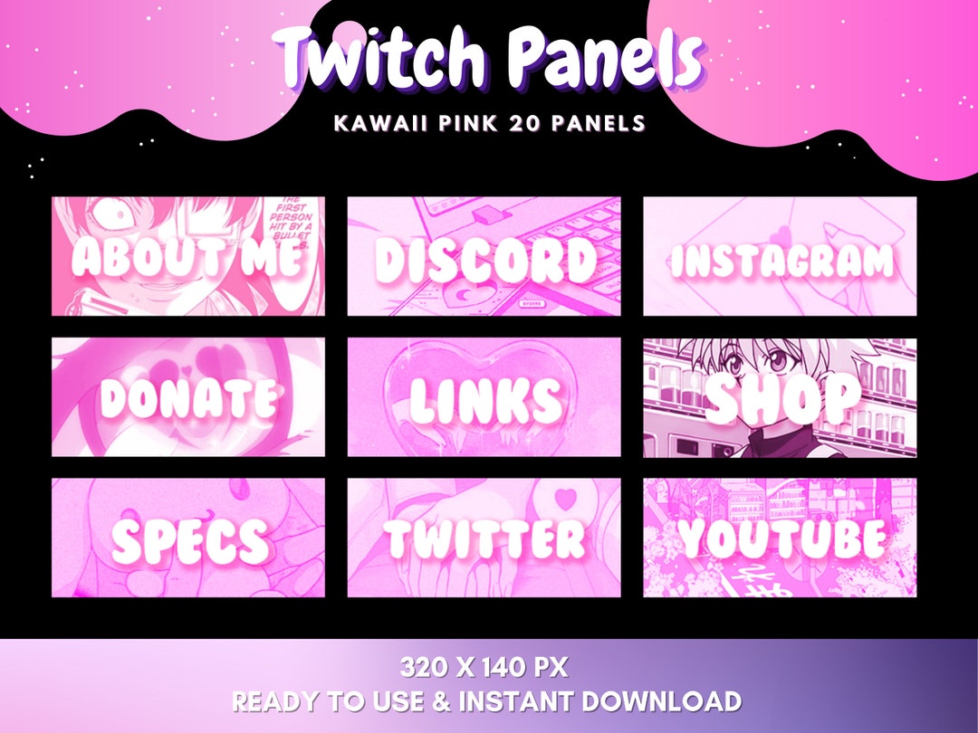 Kawaii Pink Cute Panels 20x Panels Kawaii / Streamer / - Etsy Canada