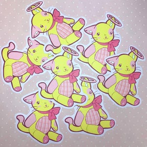 Angel Stuffed Kitty Vinyl Sticker - Etsy