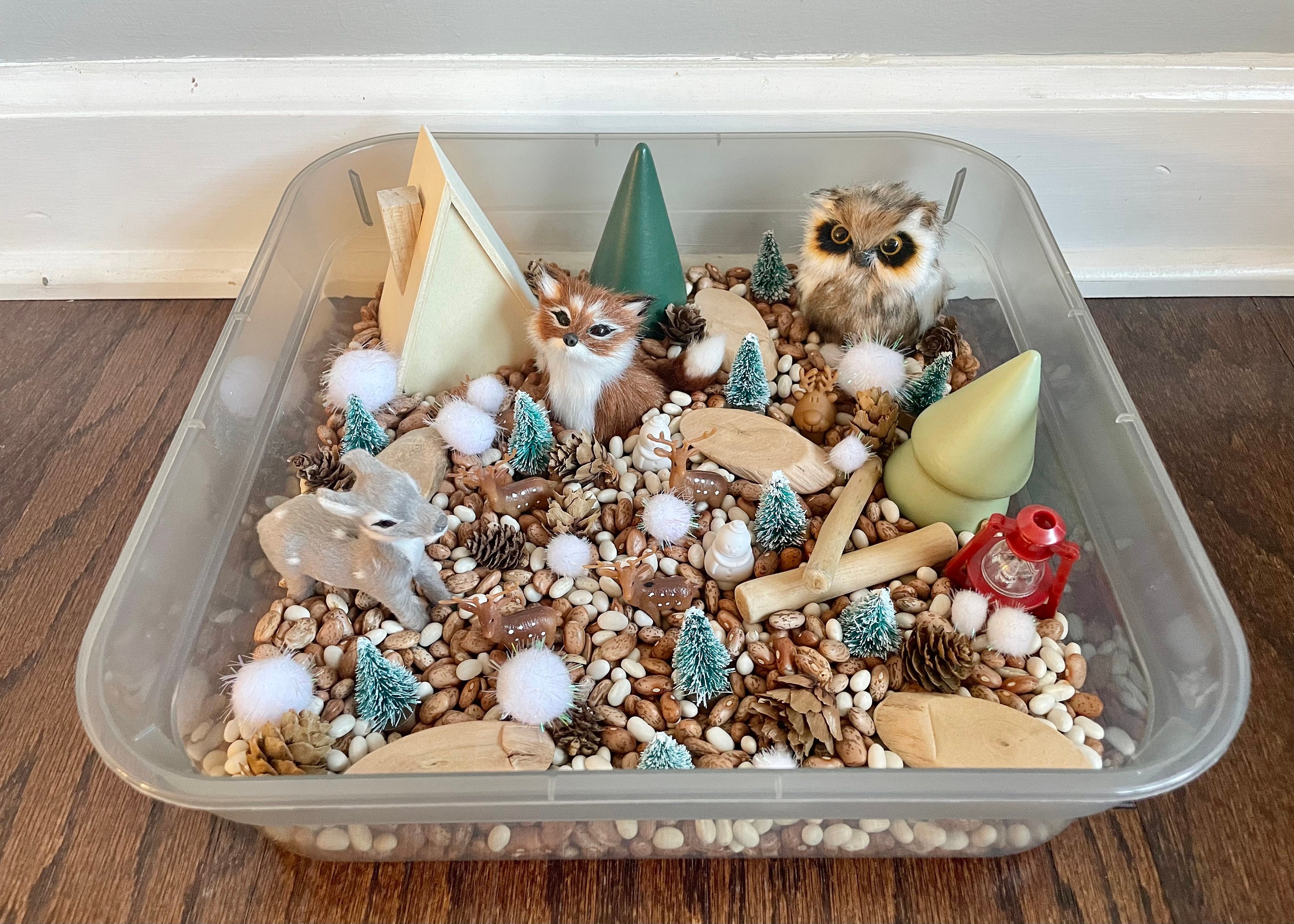 Woodland Animal Sensory Bin for Kids, Kids Gift, Forest Animals, Spring ...