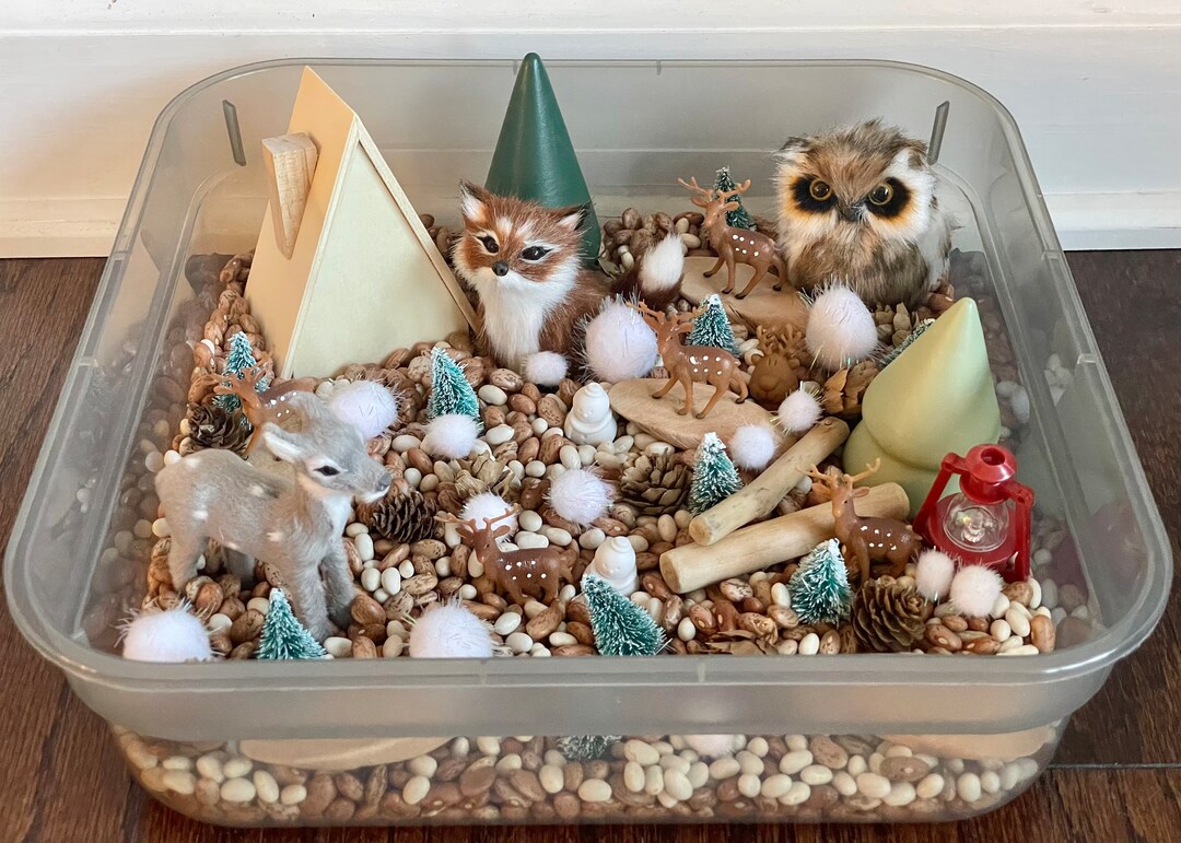 Woodland Animal Sensory Bin for Kids, Kids Gift, Forest Animals, Spring ...