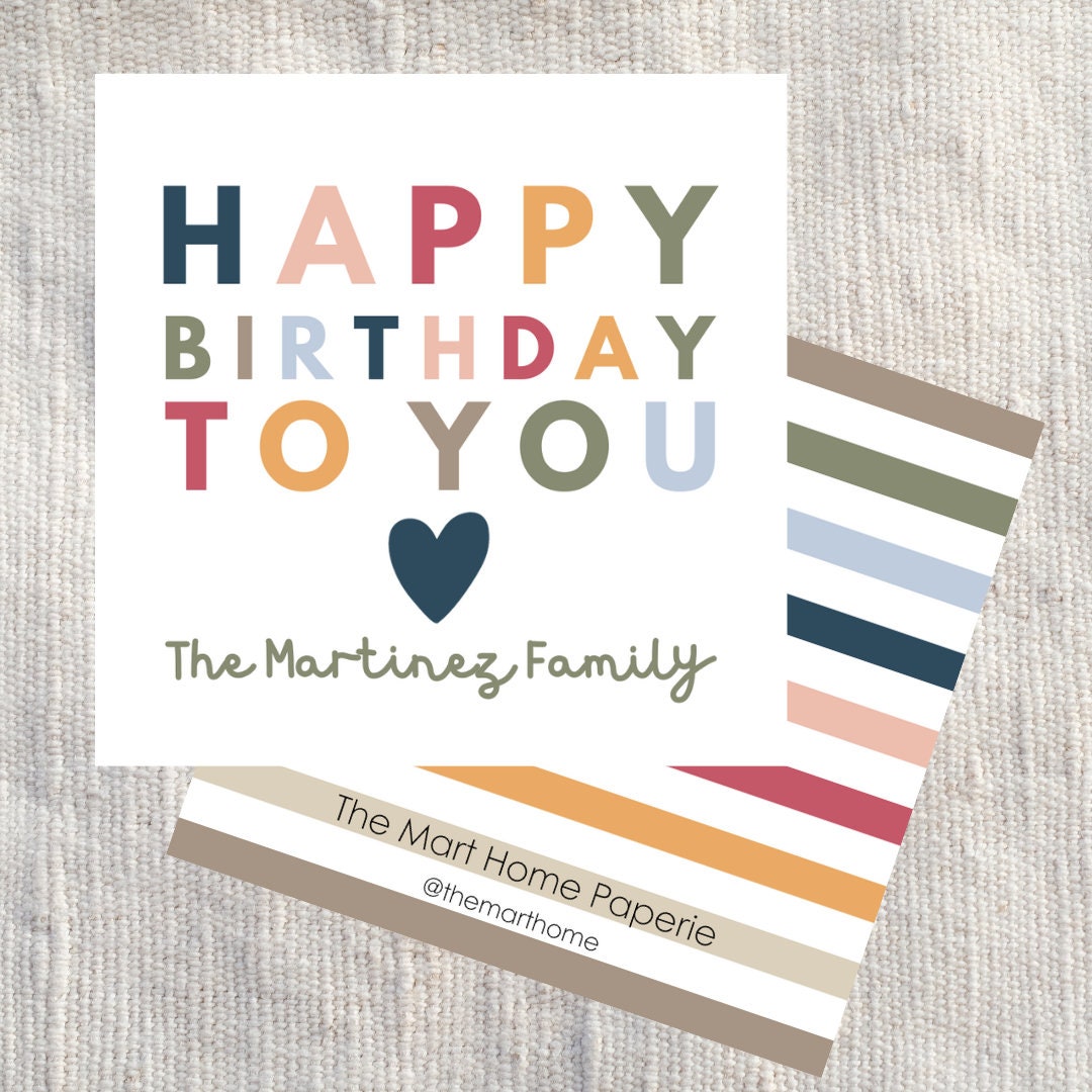 Personalized Family Birthday Card, Family Gift Tag, Family Enclosure ...