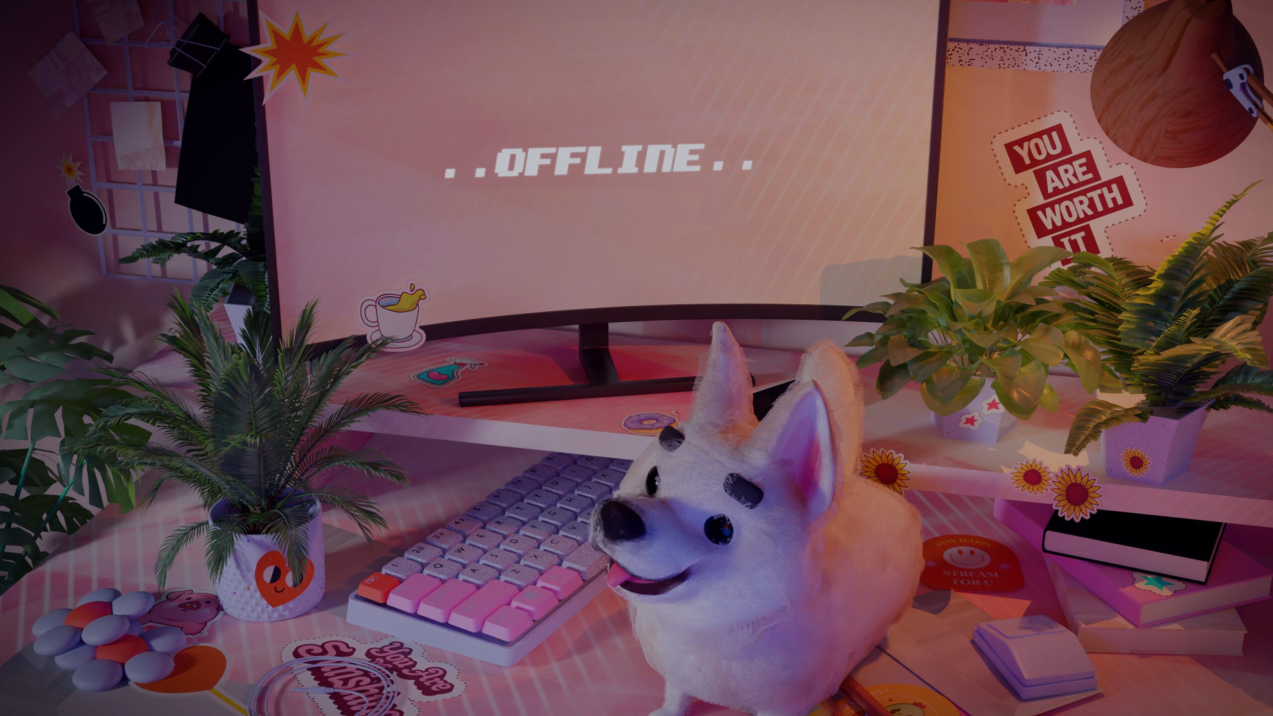 4x Animated Dog Lofi Stream Screen,ghibli Vibes,watercolor, Aestethic ...