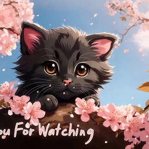 4x Animated Neko Lofi Stream Screen, Ghibli Vibes, Watercolor, Sakura ...
