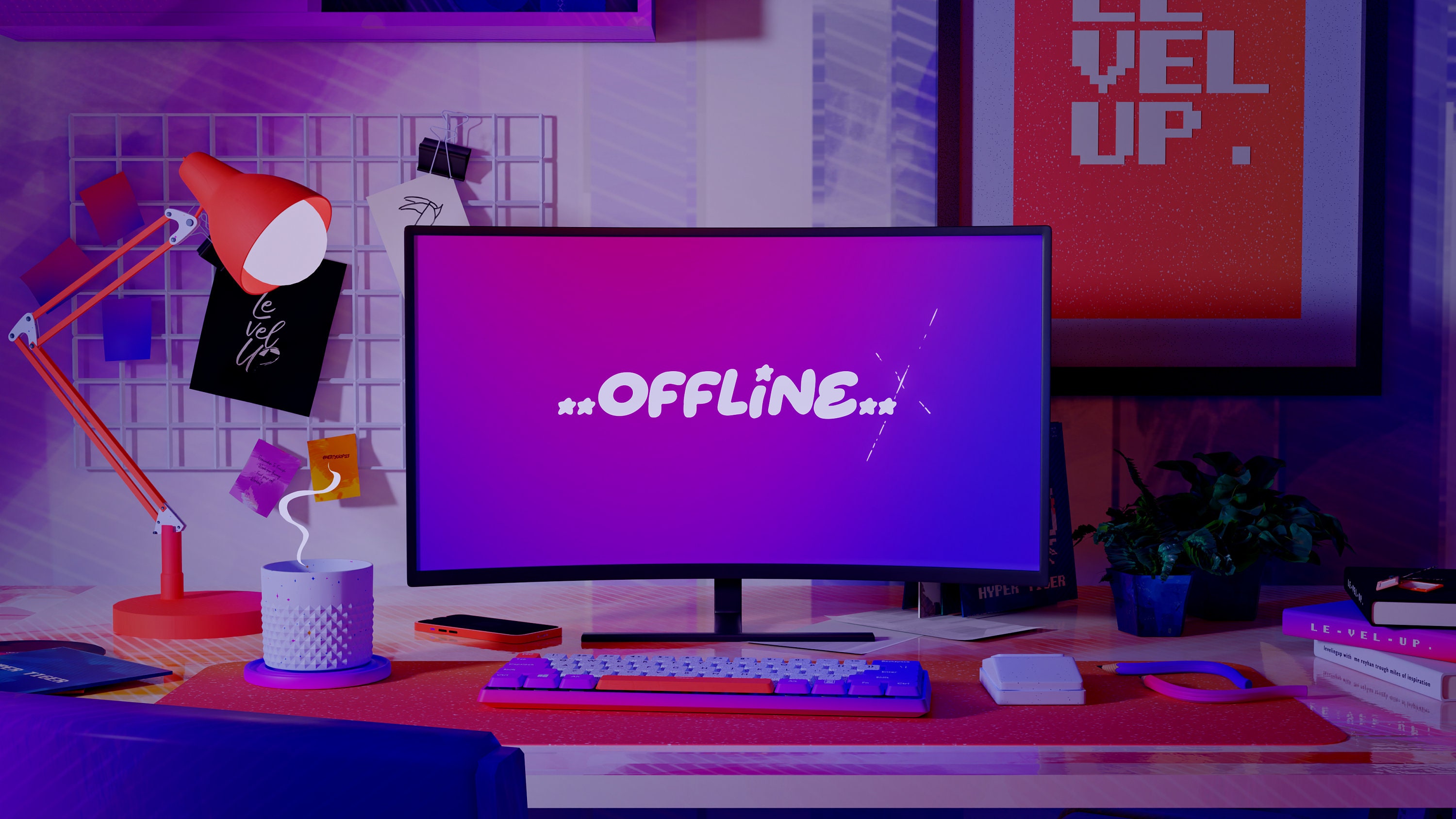 4x Animated Lofi Stream Screen 3D Stylized , Retro Desk, Aesthetic ...