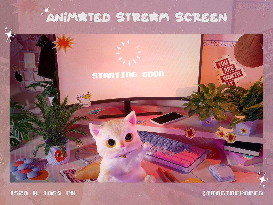 4x Animated Neko Lofi Stream Screen,ghibli Vibes,watercolor, Aestethic ...