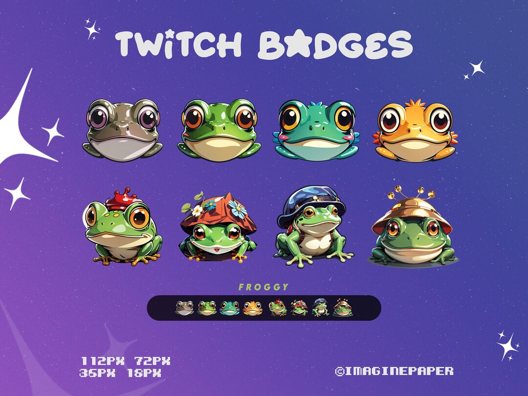8 Frog Toad Sub Badges, Twitch Streamer Assets, Anime Style, Animal ...