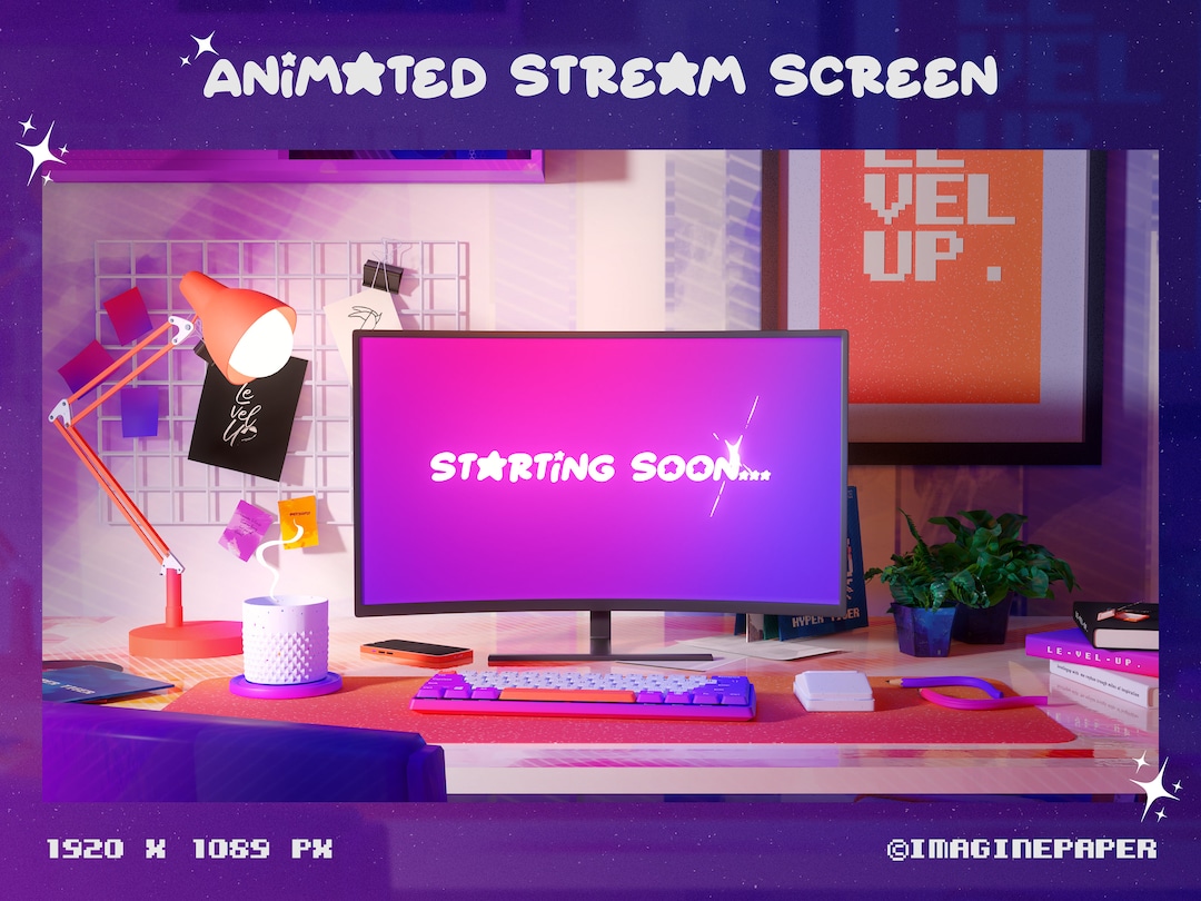 4x Animated Lofi Stream Screen 3D Stylized , Retro Desk, Aesthetic ...