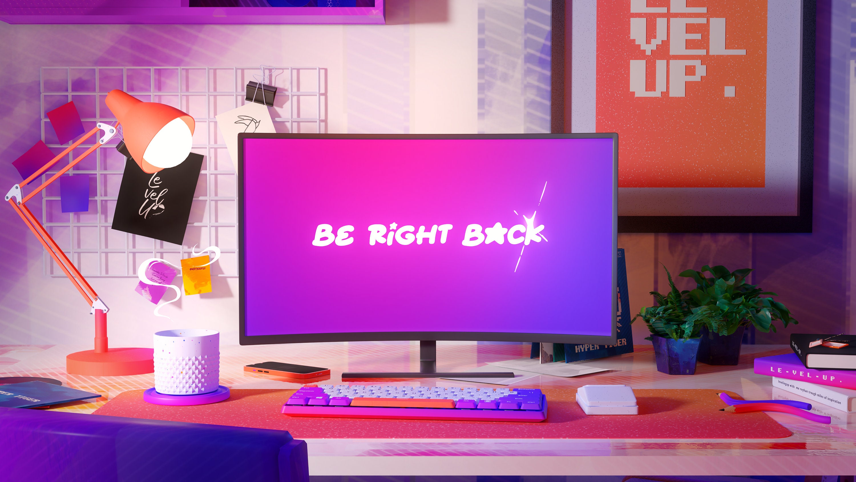 4x Animated Lofi Stream Screen 3D Stylized , Retro Desk, Aesthetic ...