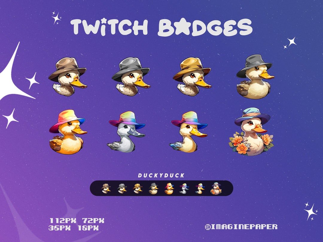 8 Ducky Duck Sub Badges, Twitch Streamer Assets, Anime Style, Animal ...