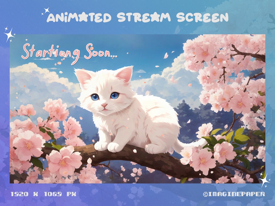 4x Animated Neko Lofi Stream Screen Ghibli Vibes Watercolor - Etsy