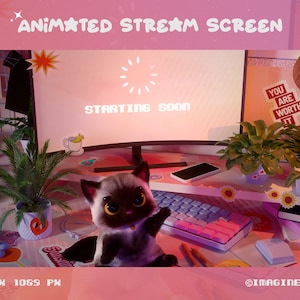 4x Animated Neko Lofi Stream Screen,ghibli Vibes,watercolor, Aestethic ...