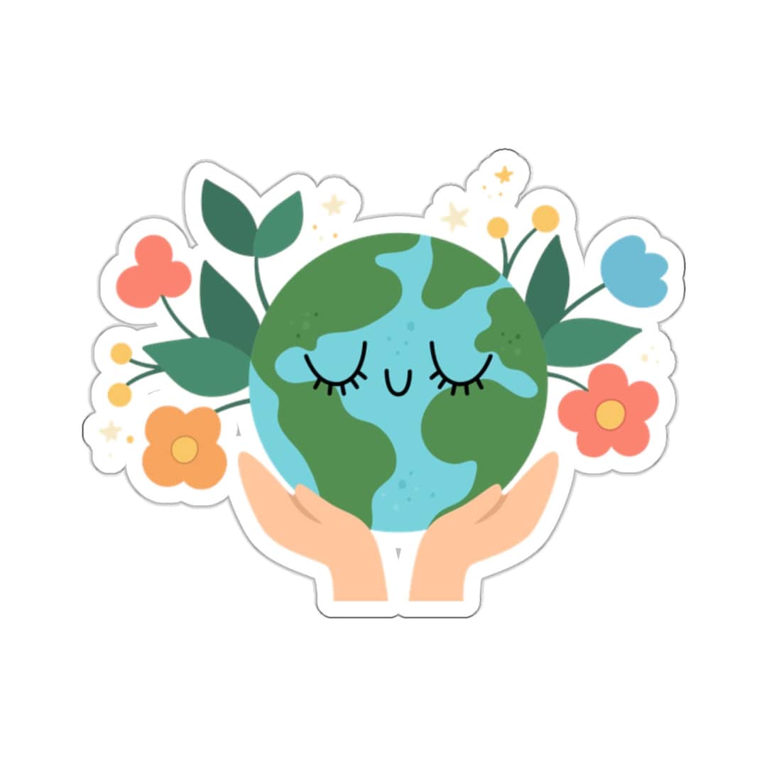 Super Cute Floral Earth Sticker - Etsy