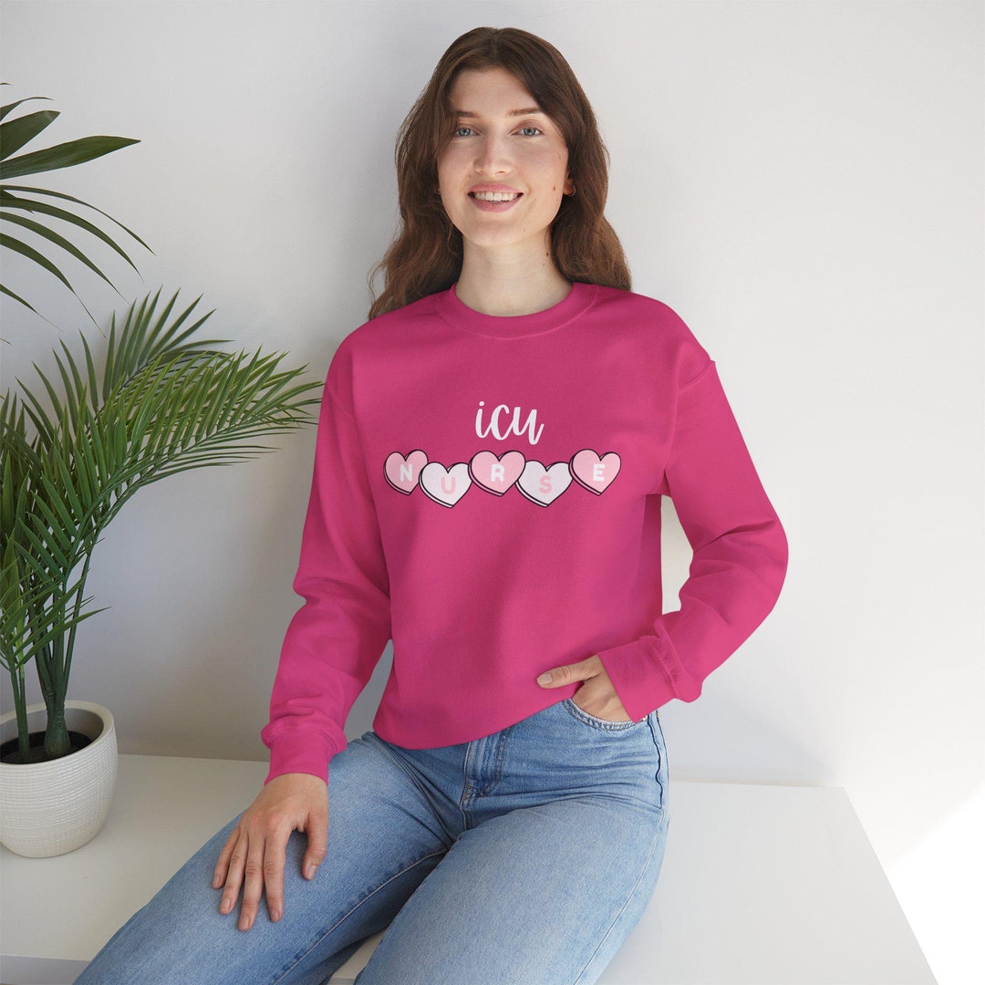ICU Nurse Heart Sweatshirt - Cute Nurse Appreciation Gift, Hospital ...