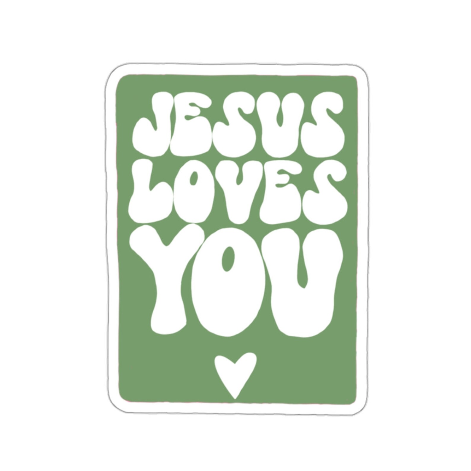 Jesus Loves You Sticker, Green Sticker, Green Jesus Sticker, Jesus ...