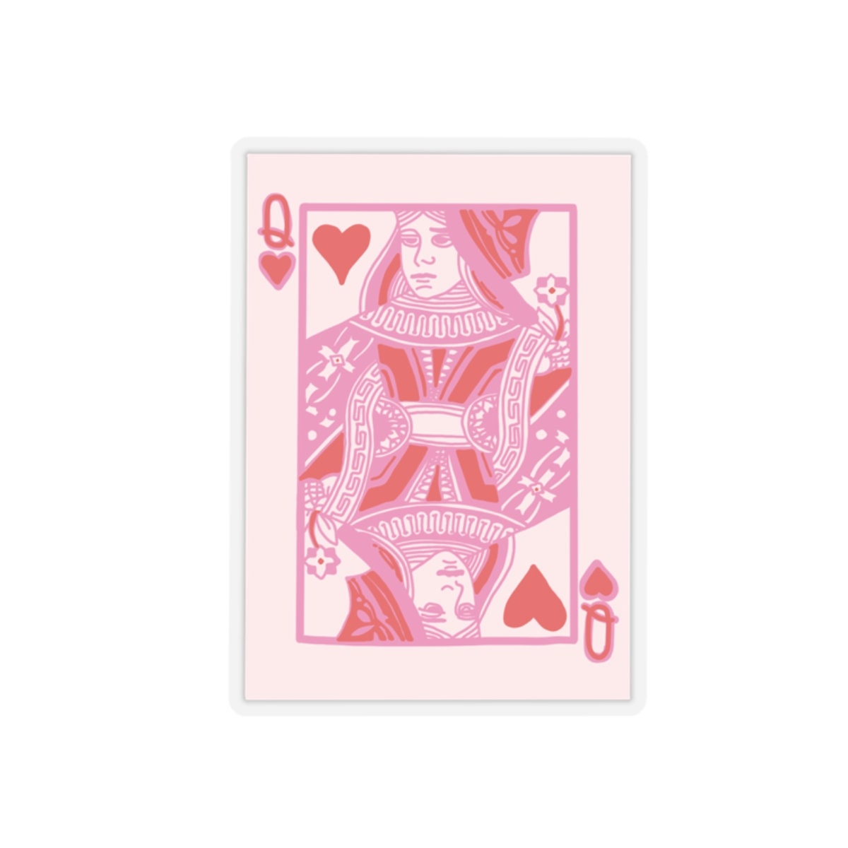 Cute and Trendy Queen of Hearts Pink and Red Card Sticker - Etsy