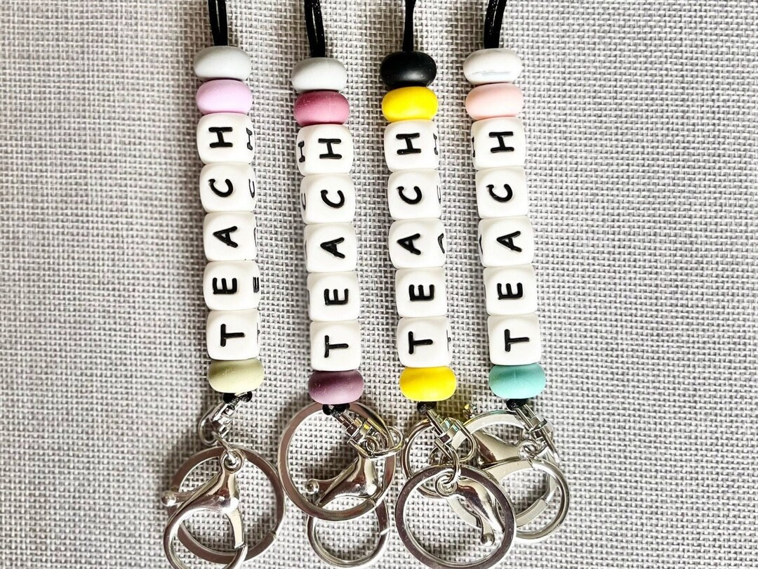 Teacher Lanyard, Teacher Gift, Badge Holder, Necklace Lanyard, Bead ...