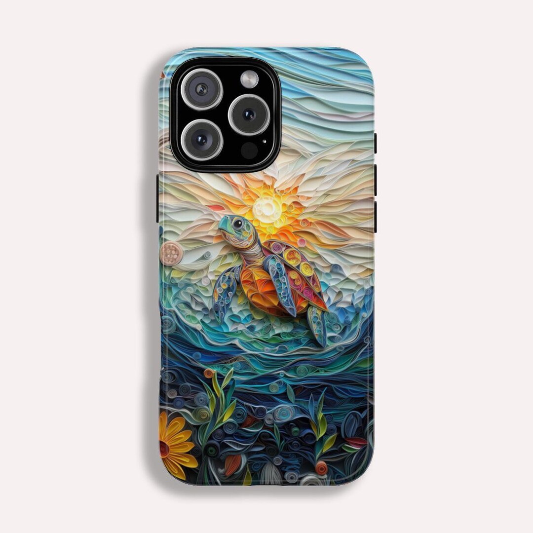 Sea Turtle Phone Case, Paper Quilling Design, Stained Glass Look ...