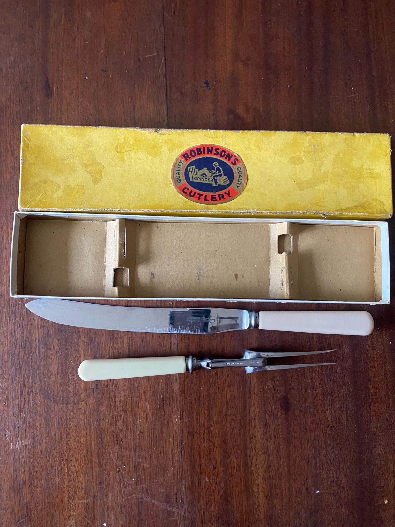 Vintage Carving Set. Stainless Steel 2 Piece Meat Carving Set. English ...