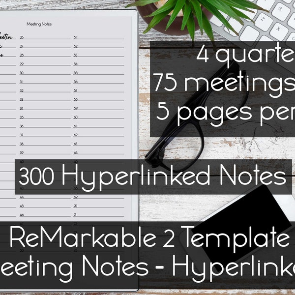 Remarkable 2 Meeting Notes Template - Etsy