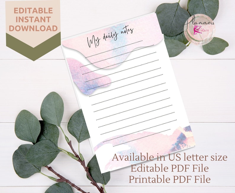 Undated Daily Planner Printable. Editable Pink Daily Journal. Daily ...