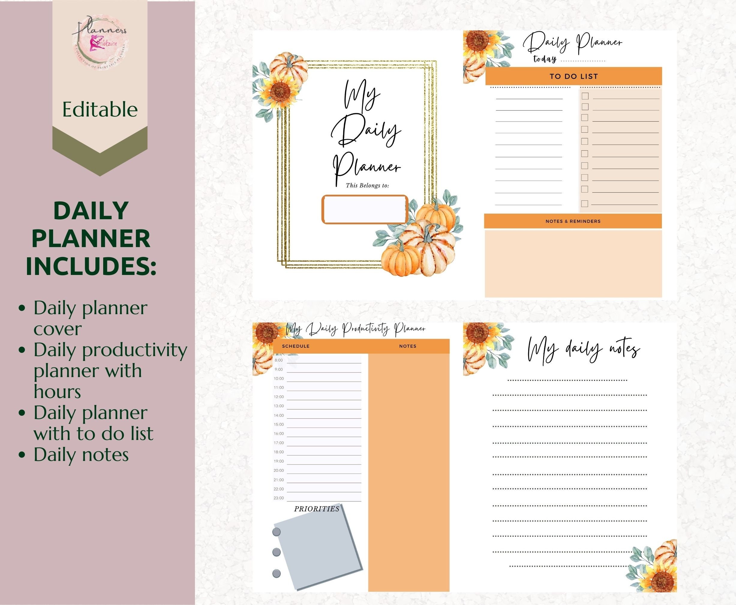 Daily Bullet Journal Printable. Autumn Daily Schedule. Daily to Do List ...