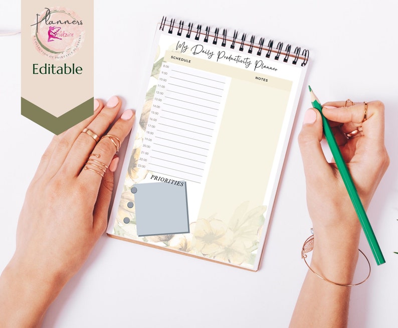 Editable Daily Planner Printable. Daily Custom Journal. Daily - Etsy