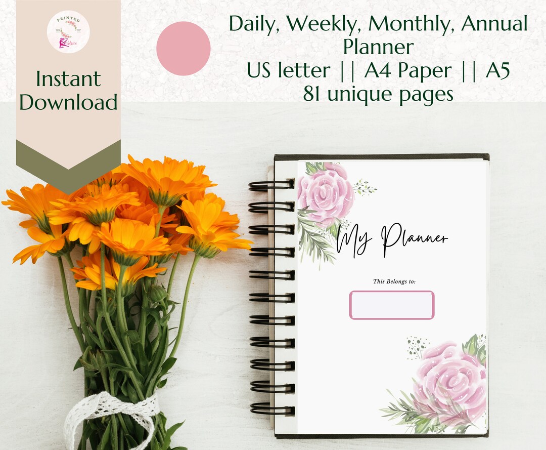 Pink Goal Planner. Undated Daily Planner Pdf. With Habit Tracker ...