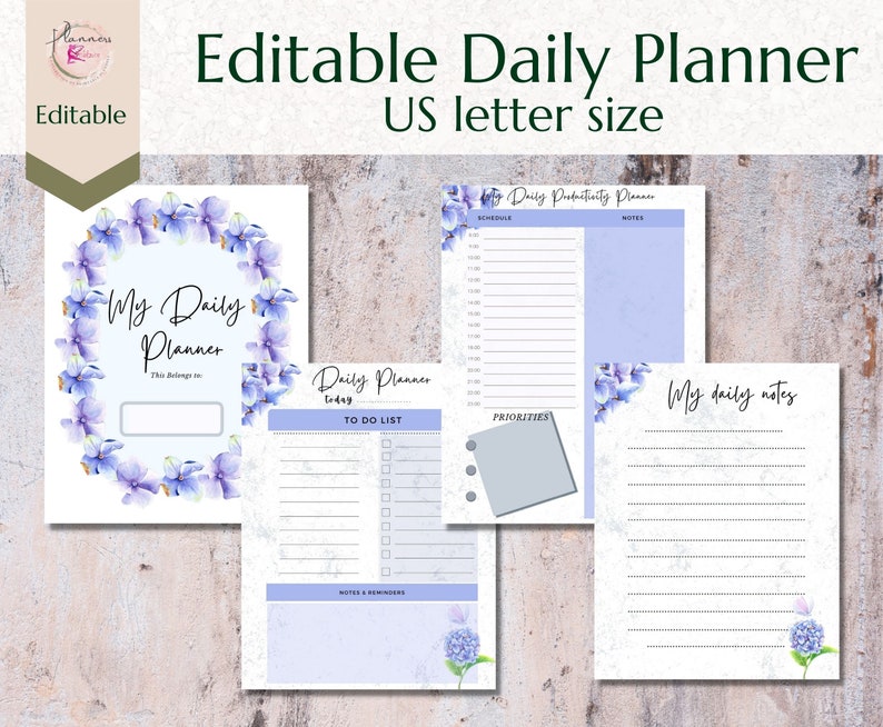Editable Daily Planner Pdf. Undated Planner Daily Journal. Printable to ...