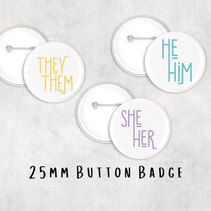 Pronoun Badge, Pronoun Pins, Small Badges, Button Badges, Pronouns, She ...