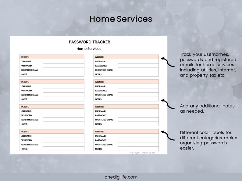Printable Password Tracker/password Log/ Password Organizer | Goodnotes ...