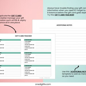Printable Gift Card Tracker/ Gift Card Organizer | Goodnotes ...
