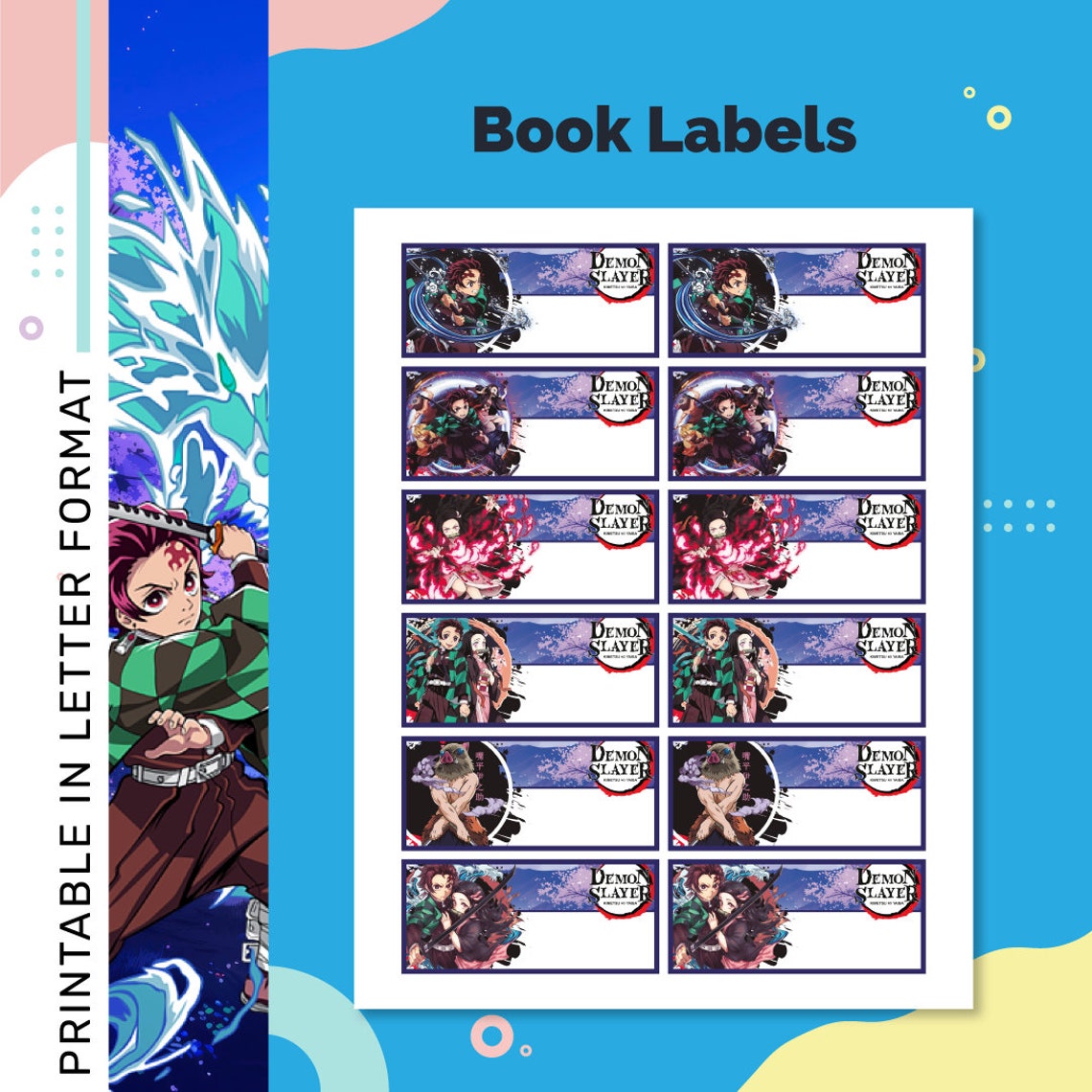 Etiquetas Escolares de Demon Slayer - Etsy España