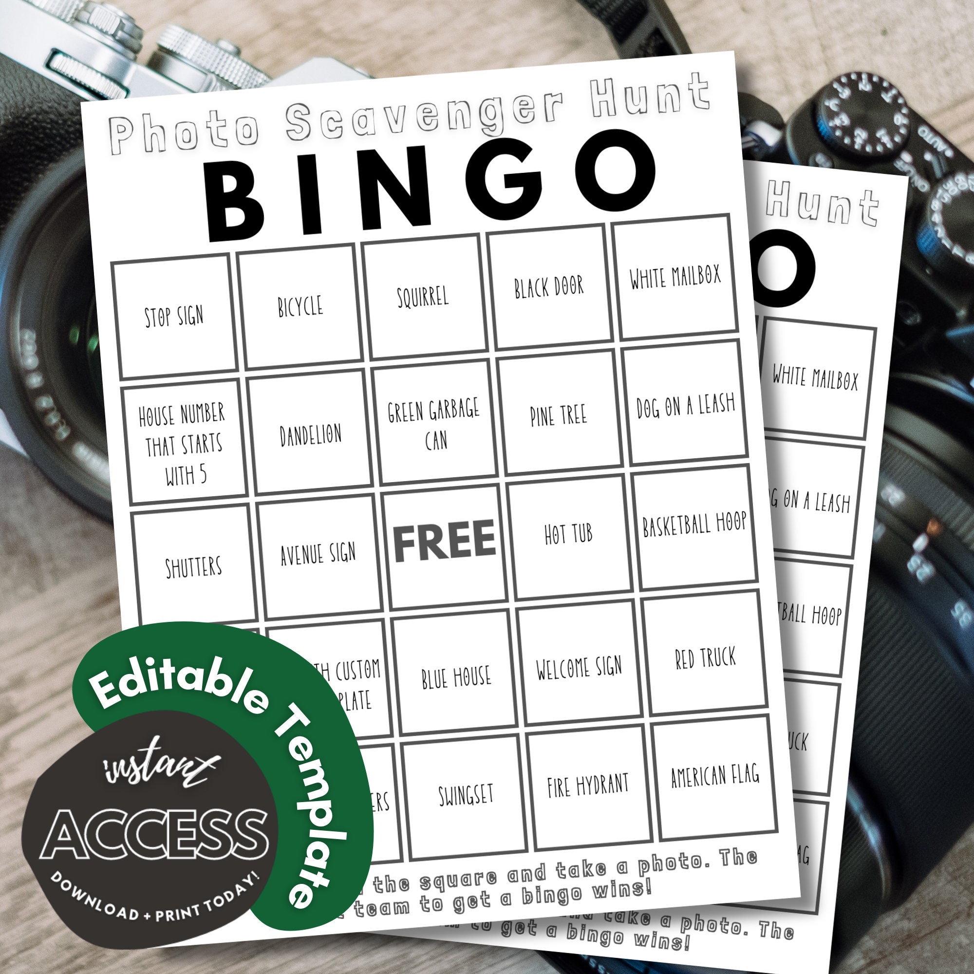 Photo Scavenger Hunt Bingo Editable Template - Party/event Game ...