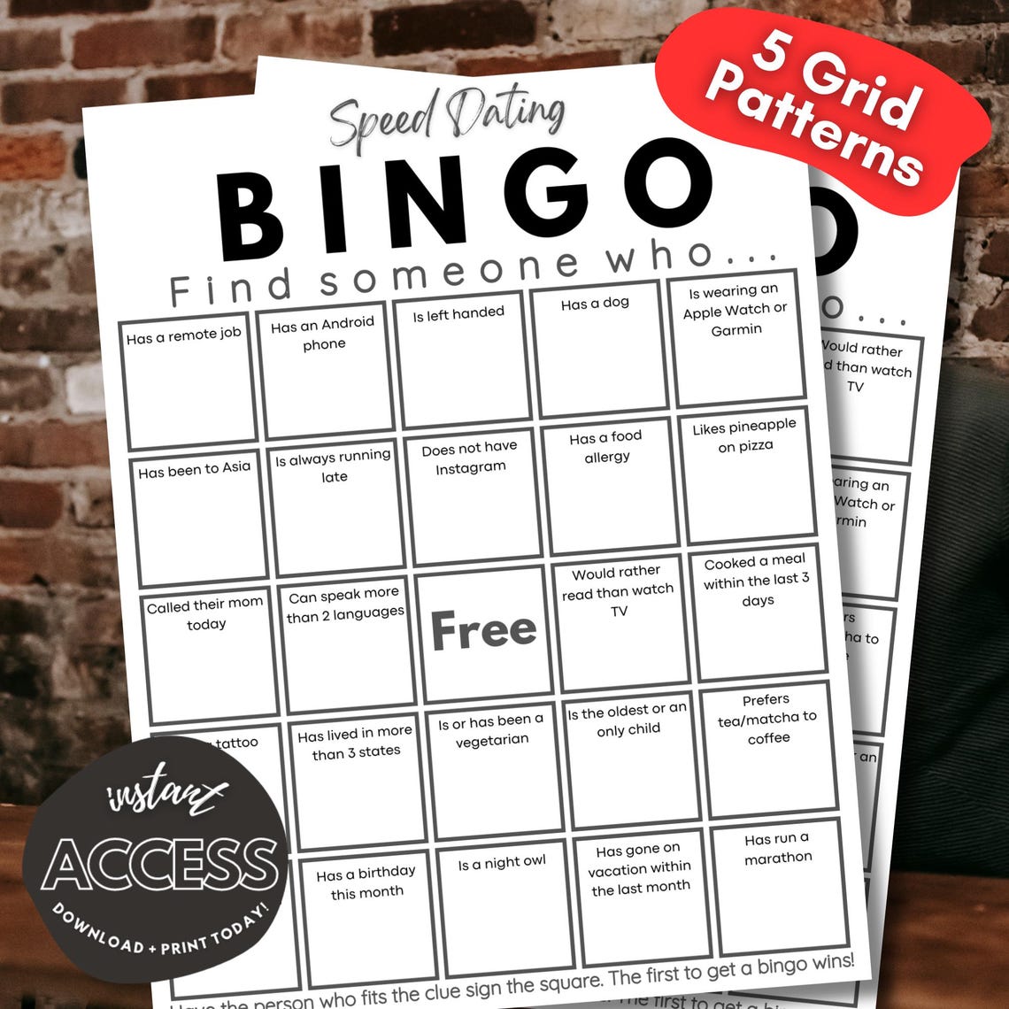 Speed Dating Bingo Icebreaker – Singles Mixer Game (printable Digital ...