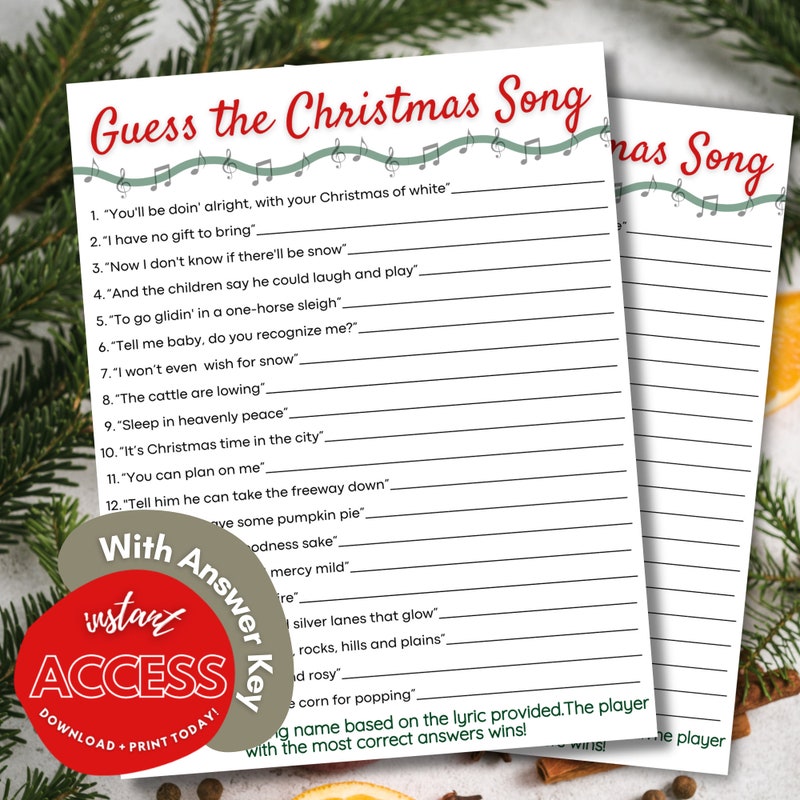 Christmas Song Game - Etsy