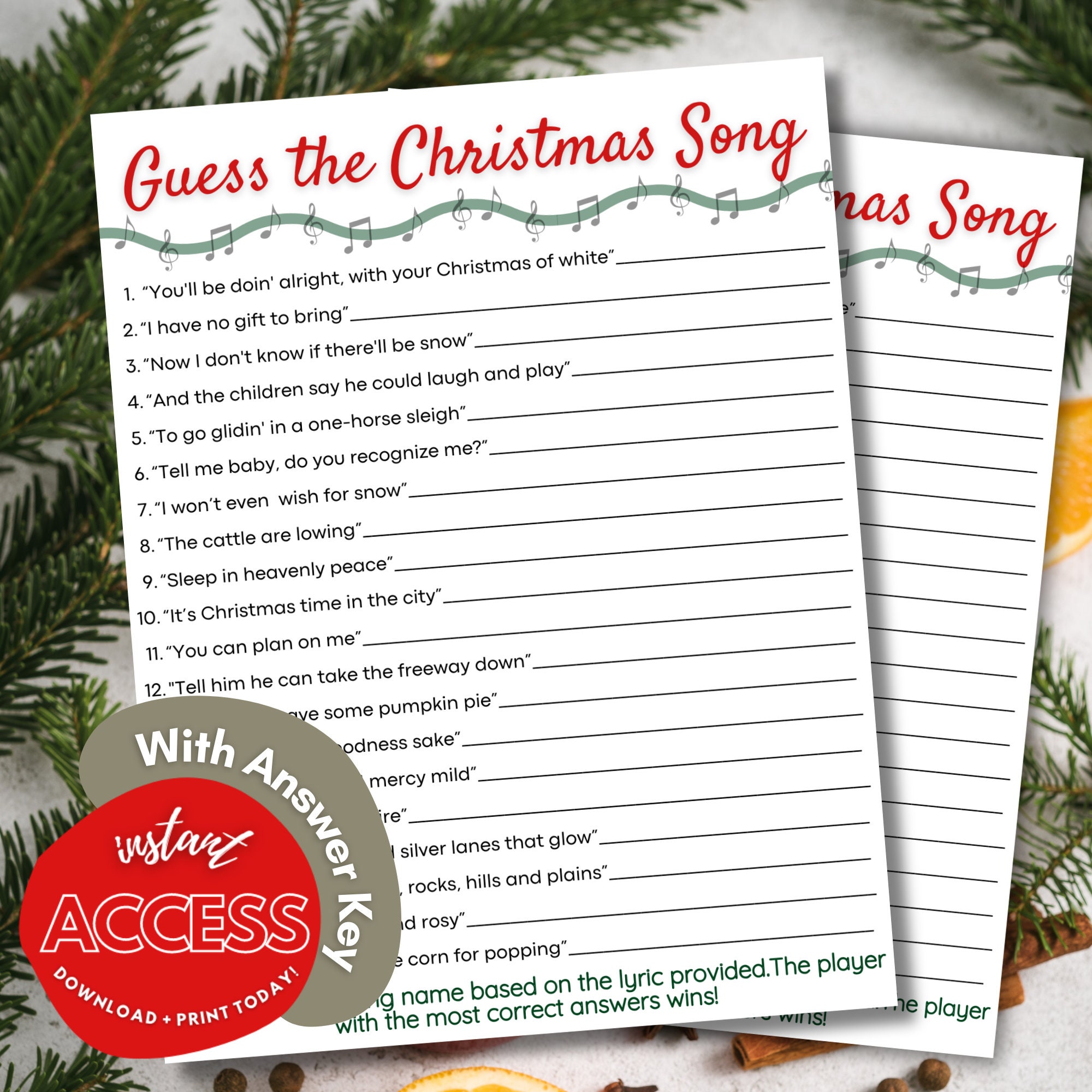 Guess the Christmas Song Game With Answer Key - Holiday Activities ...