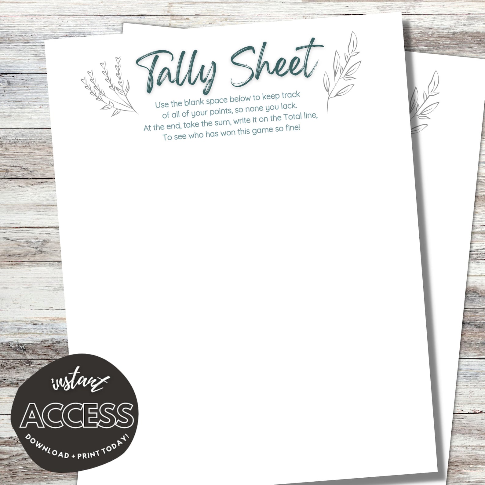 Bridal Shower Girly Points Game – Printable Party Activity (instant ...