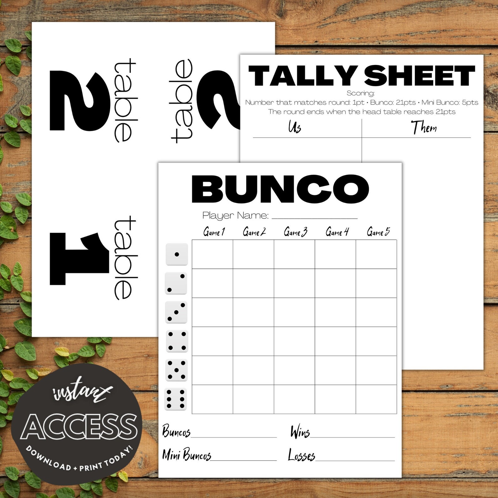 Bunco Game - Instant Download - Printable - Fun Party Activity - Game ...