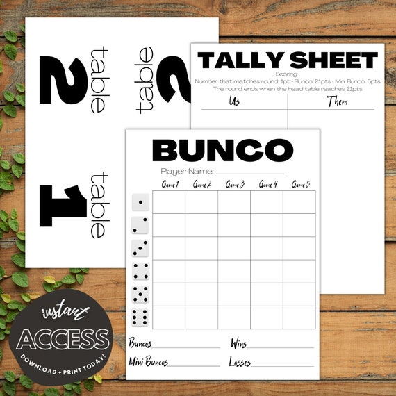 Bunco Game Instant Download Printable Fun Party Activity - Etsy